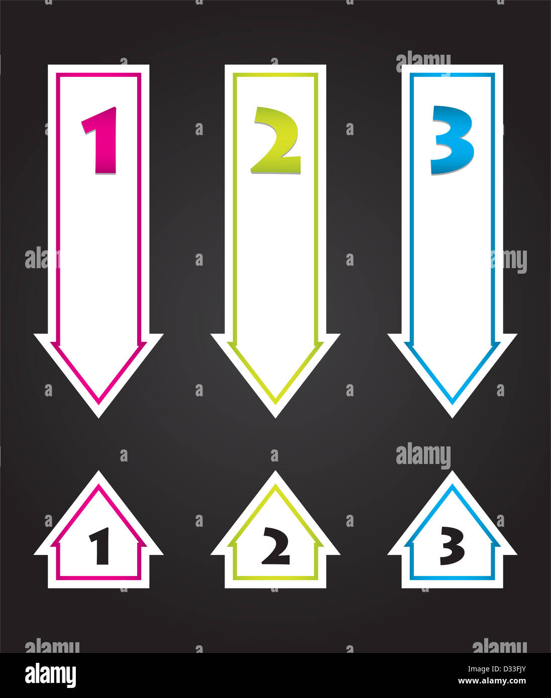 special arrow stickers set with numbers Stock Photo - Alamy