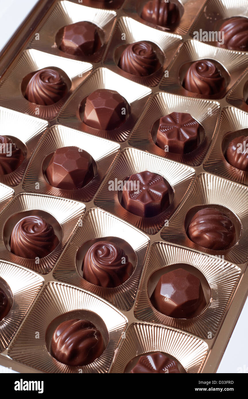 chocolates on gold pack Stock Photo - Alamy