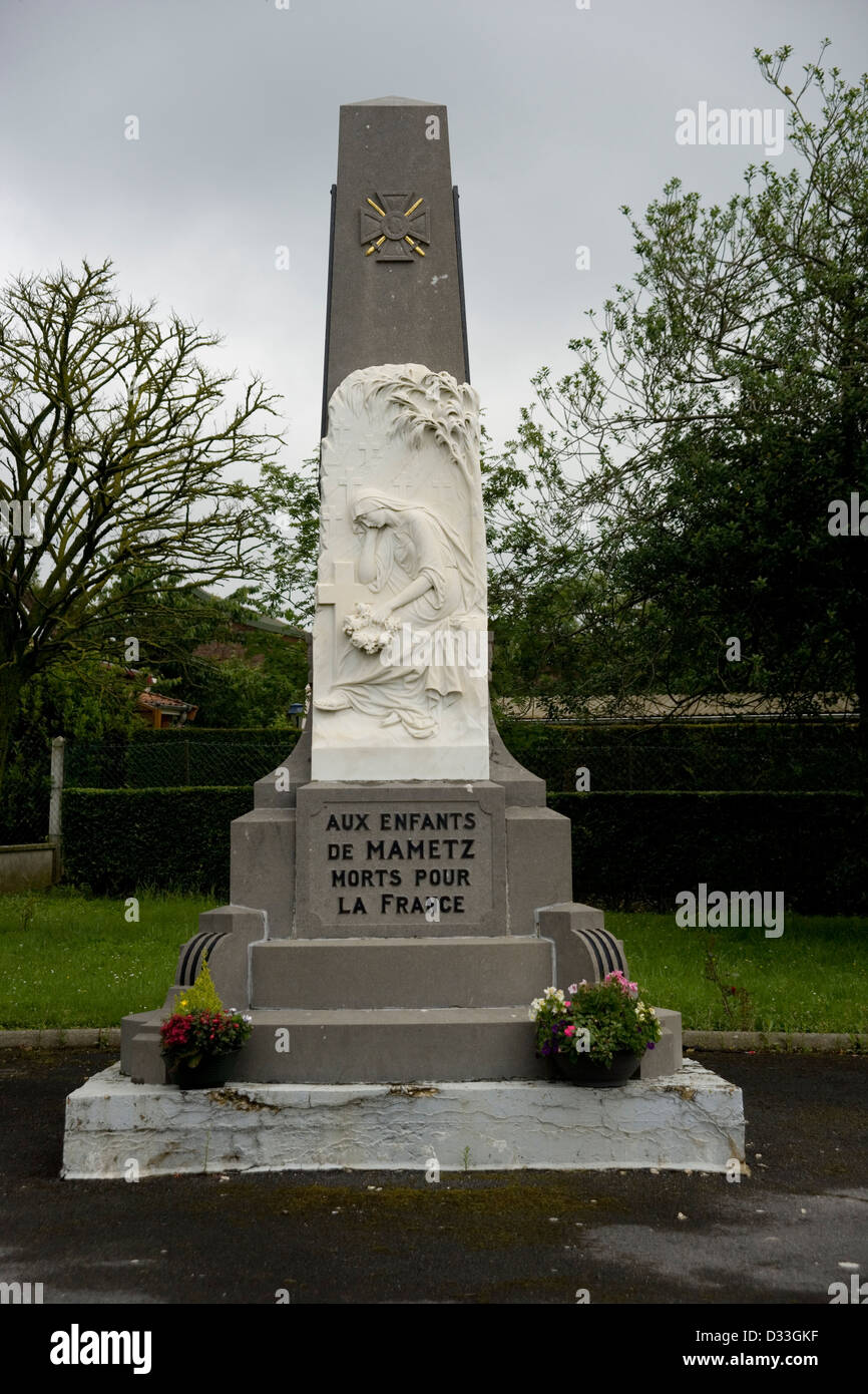 French First World War Memorial in Mametz on the Somme in France Stock ...