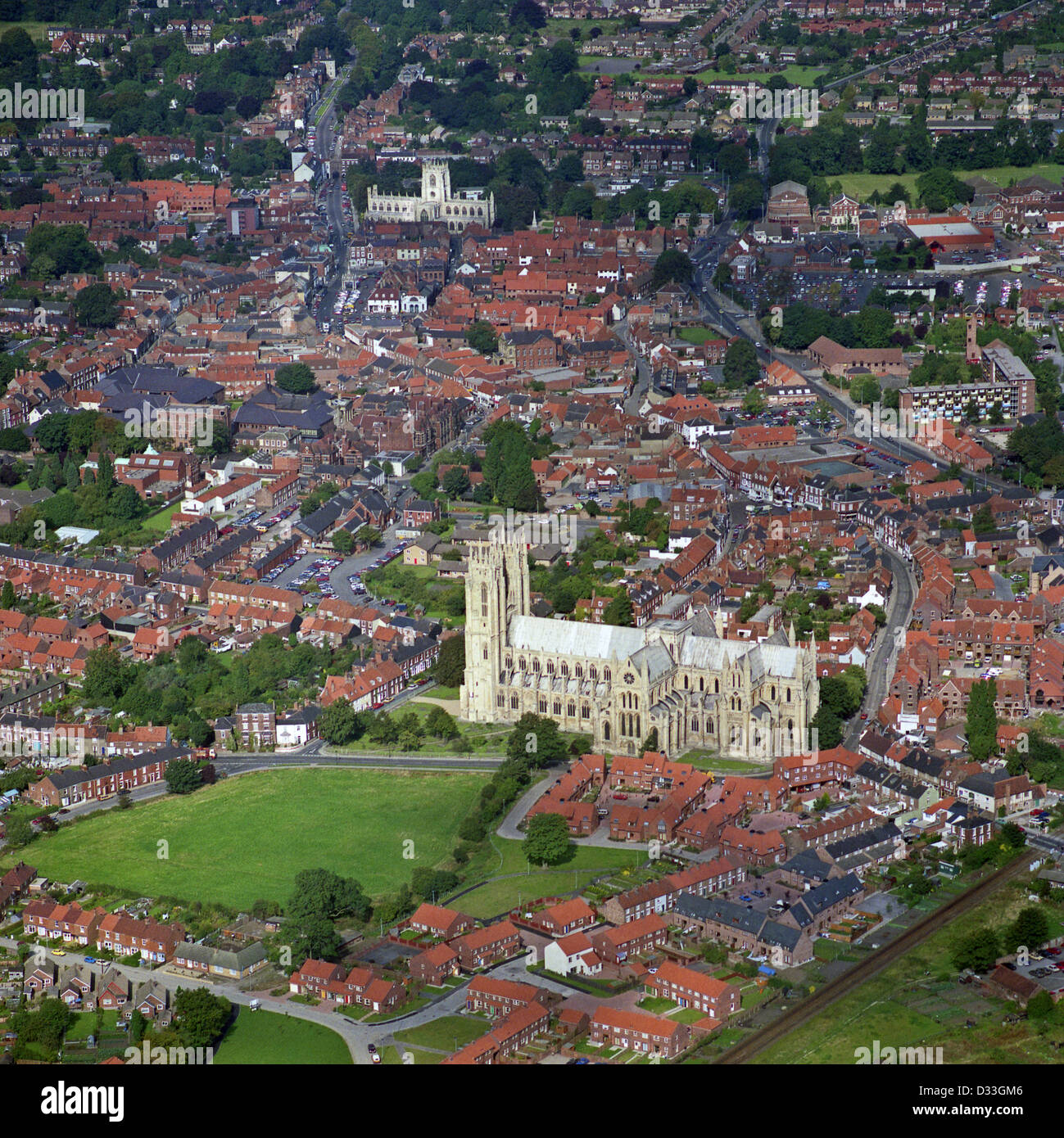 aerial view of the town of Beverley, East Yorkshire with Beverley ...