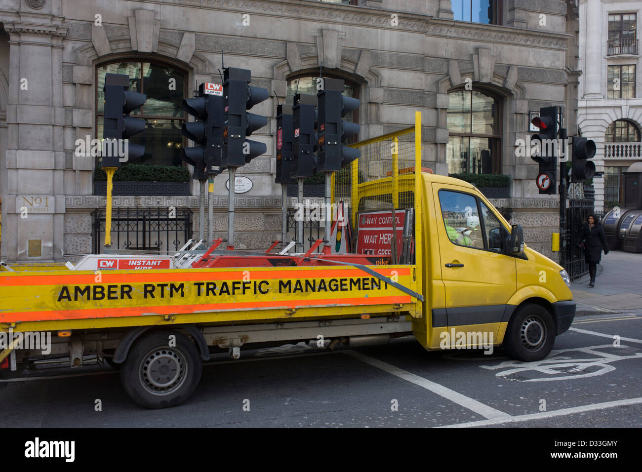 A lorry belonging to traffic management contractor Amber-RTM ...
