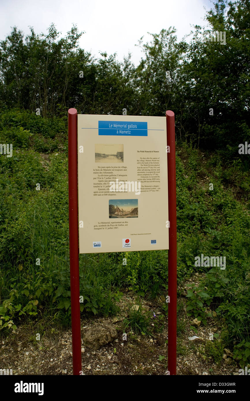 38th Welsh Division Memorial overlooking Mametz wood on the Somme in ...