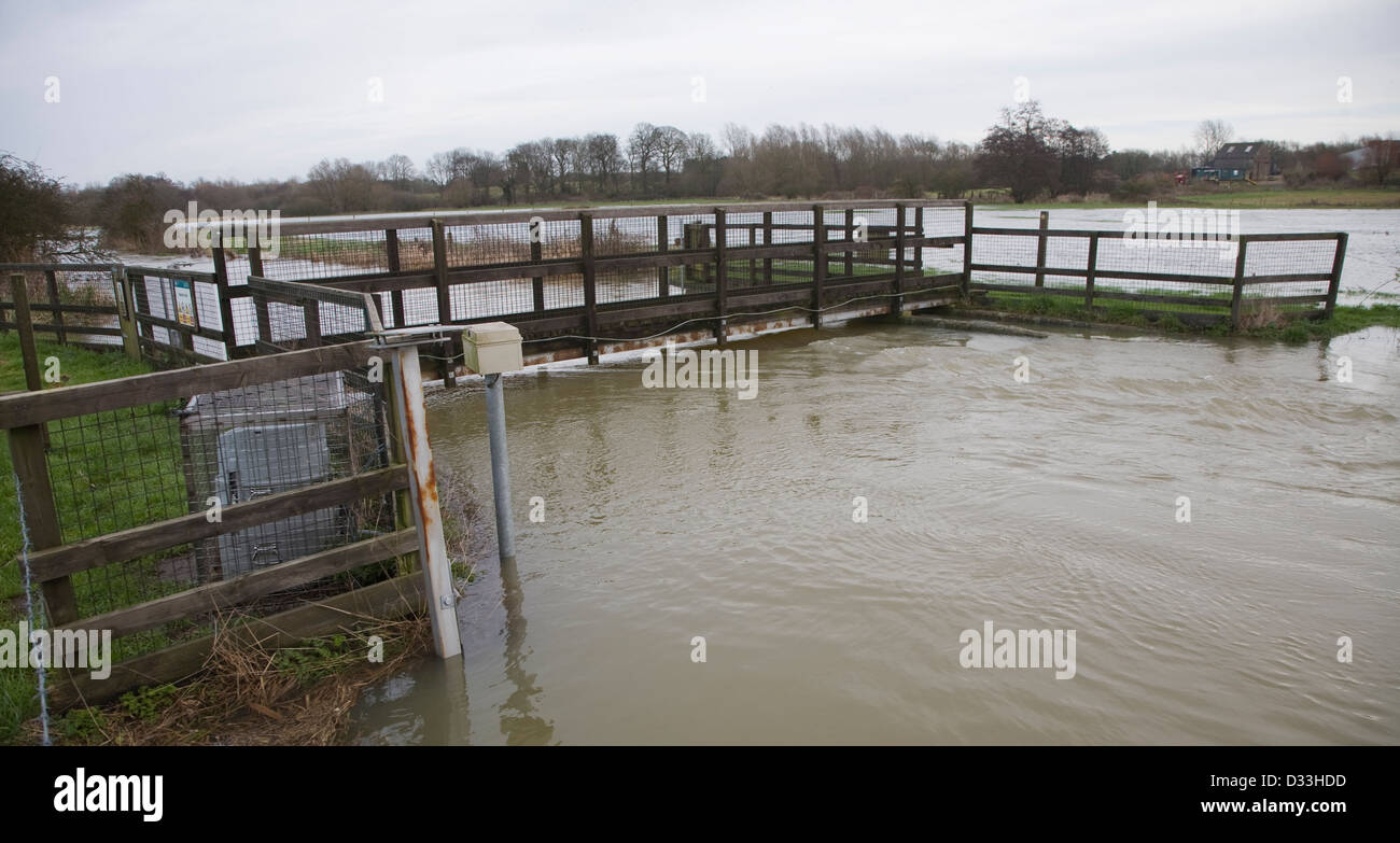 Flooding on the River Deben at Naunton Hall weir, Rendlesham, Suffolk ...