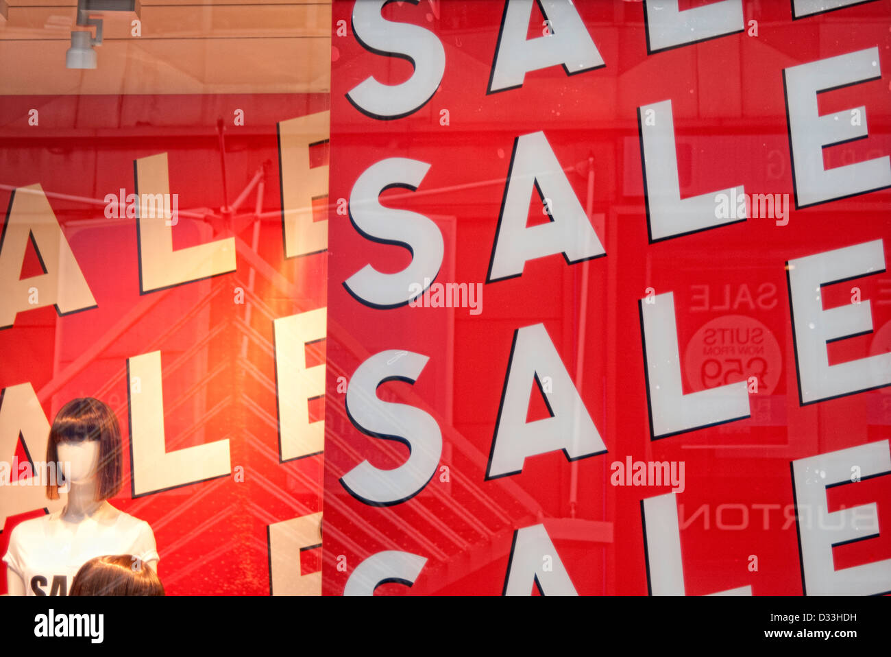 red sale sign in shop window Stock Photo - Alamy