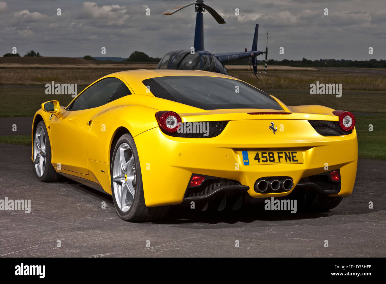 Ferrari 458 Italia and helicopter, Thruxton, England, 03 08 2010 Stock ...