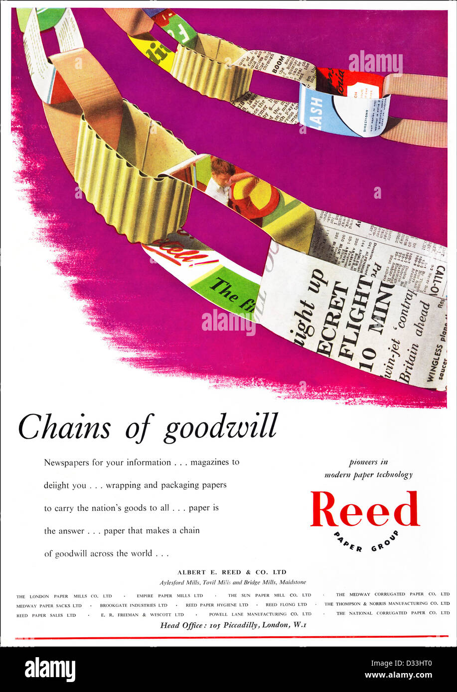 Original 1950s vintage print advertisement from English magazine ...