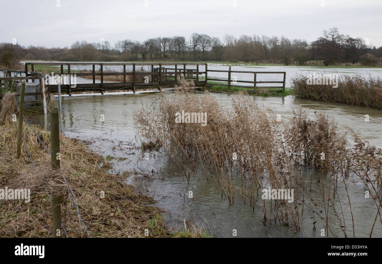 Flooding on the River Deben at Naunton Hall weir, Rendlesham, Suffolk ...