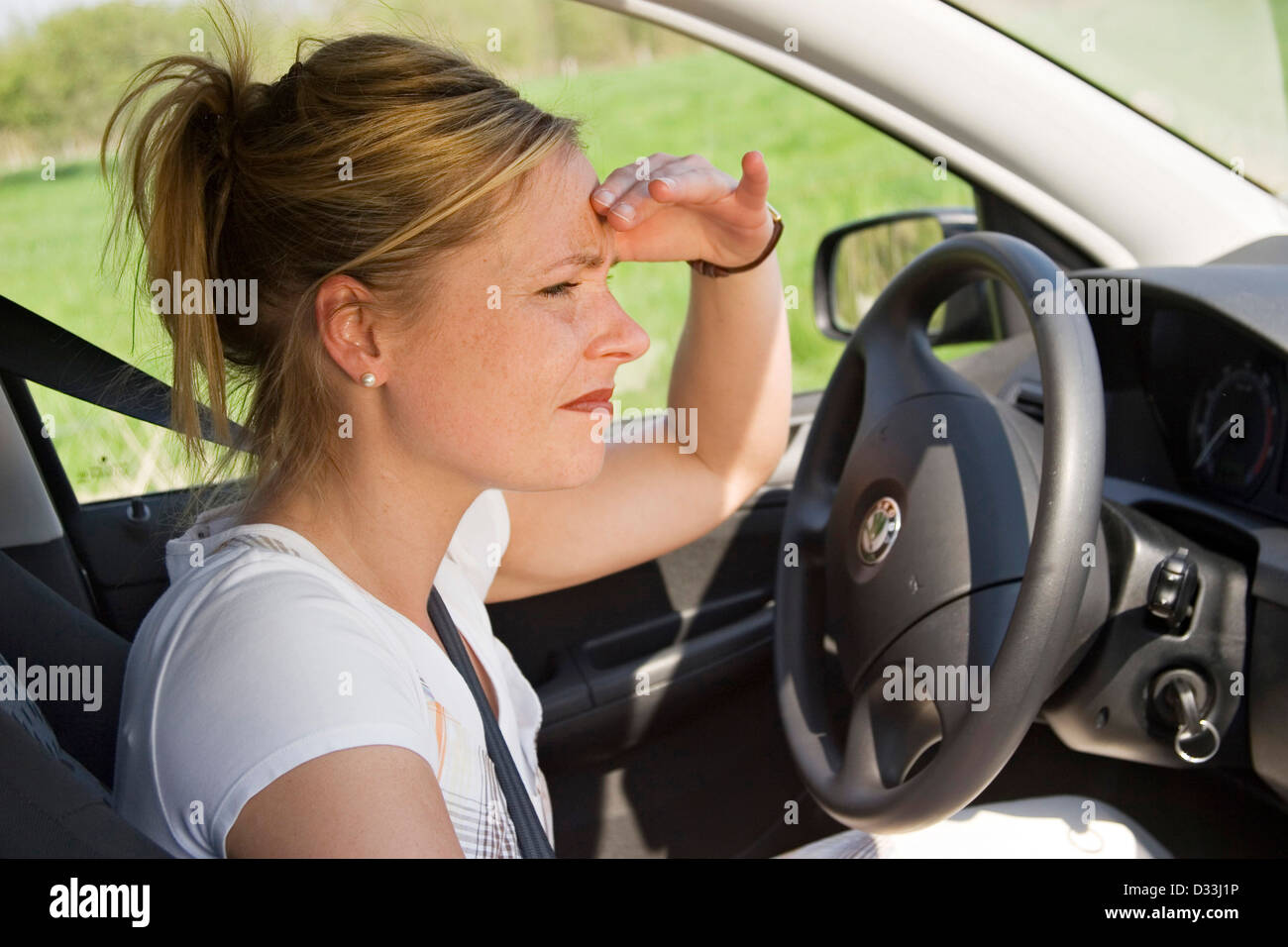 Blinded by the sun in car hi-res stock photography and images - Alamy