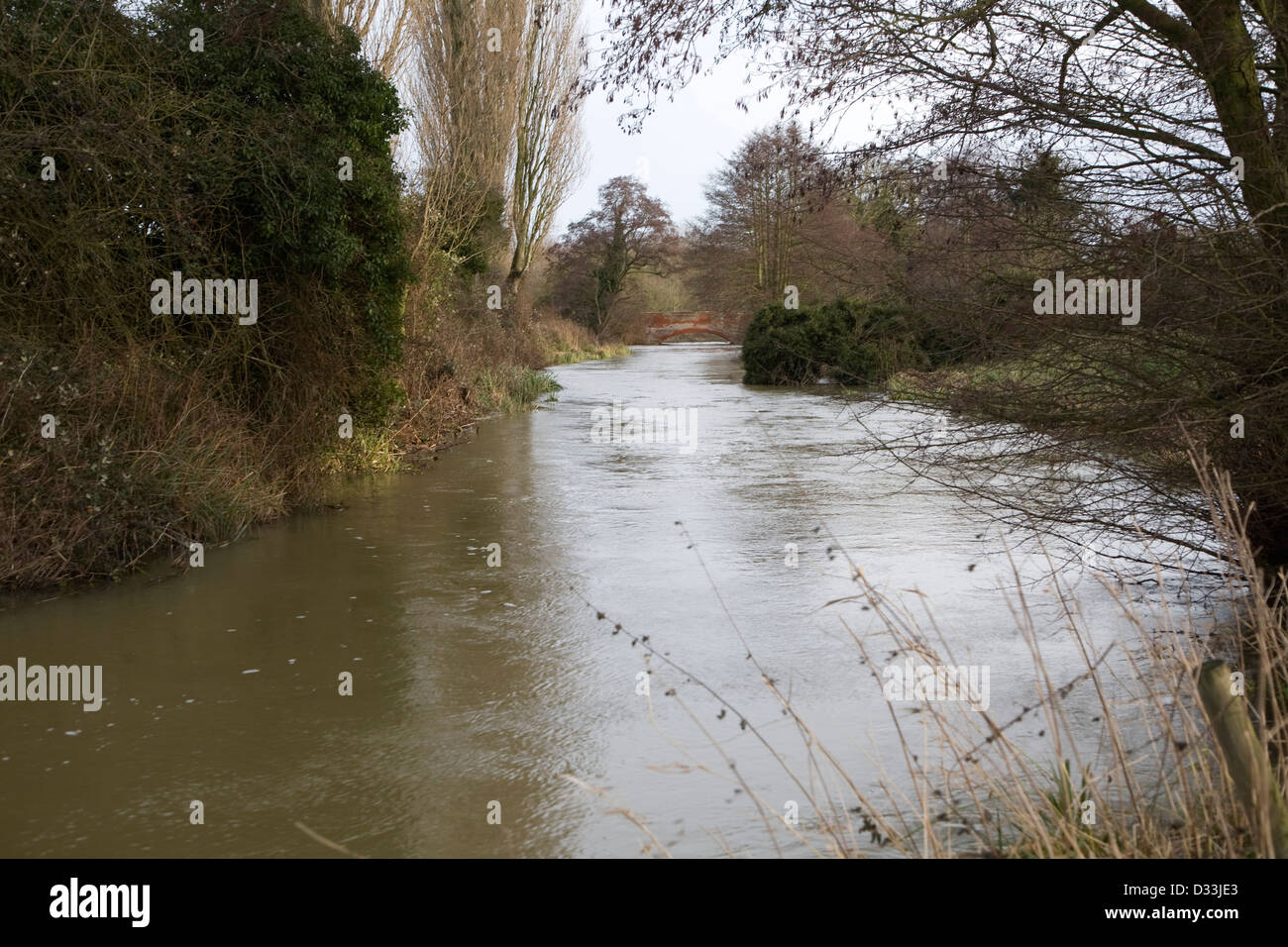 River Deben under bankfull conditions at Ufford, Suffolk, England Stock ...