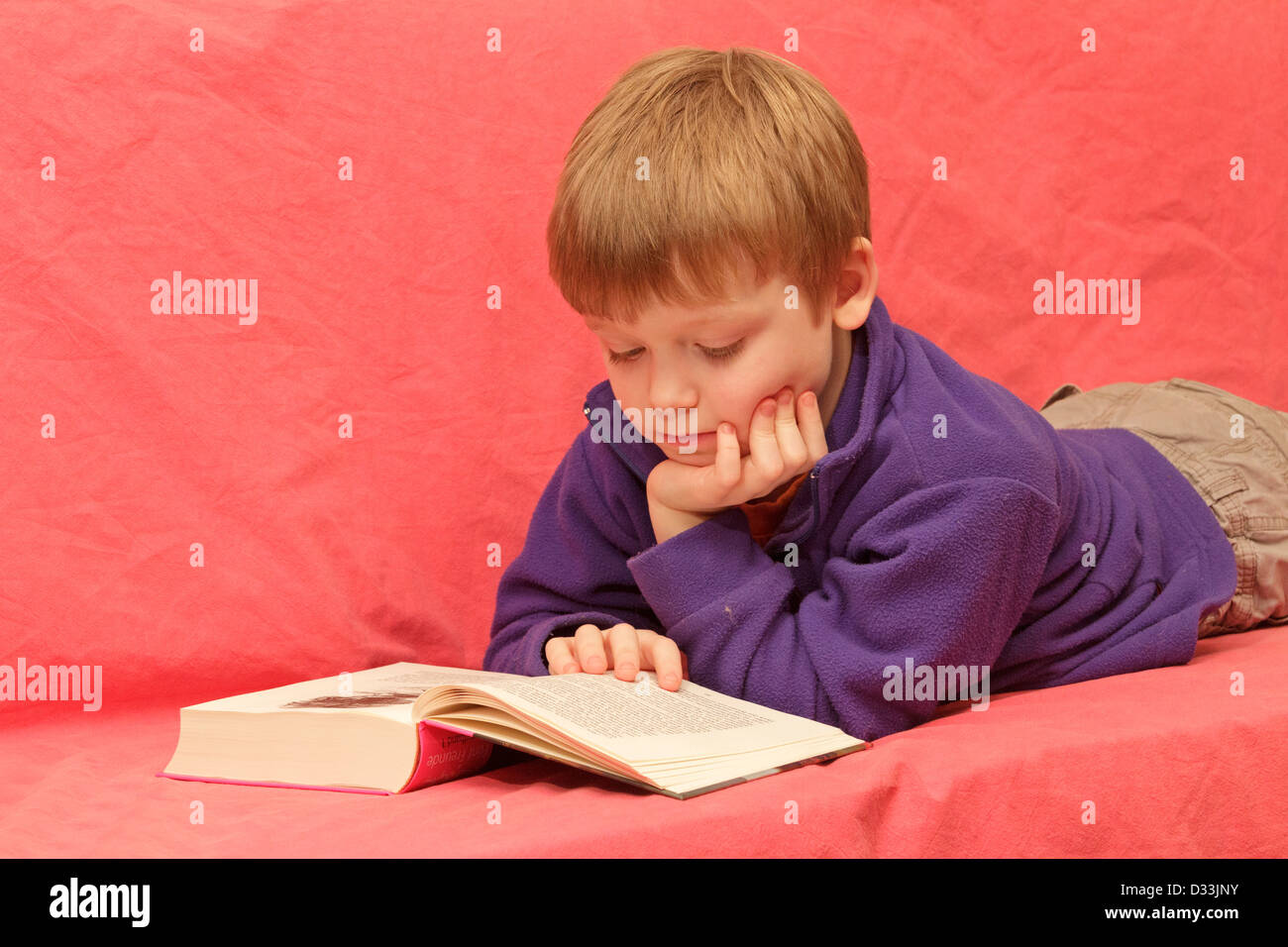 portrait of a young boy reading a book Stock Photo - Alamy
