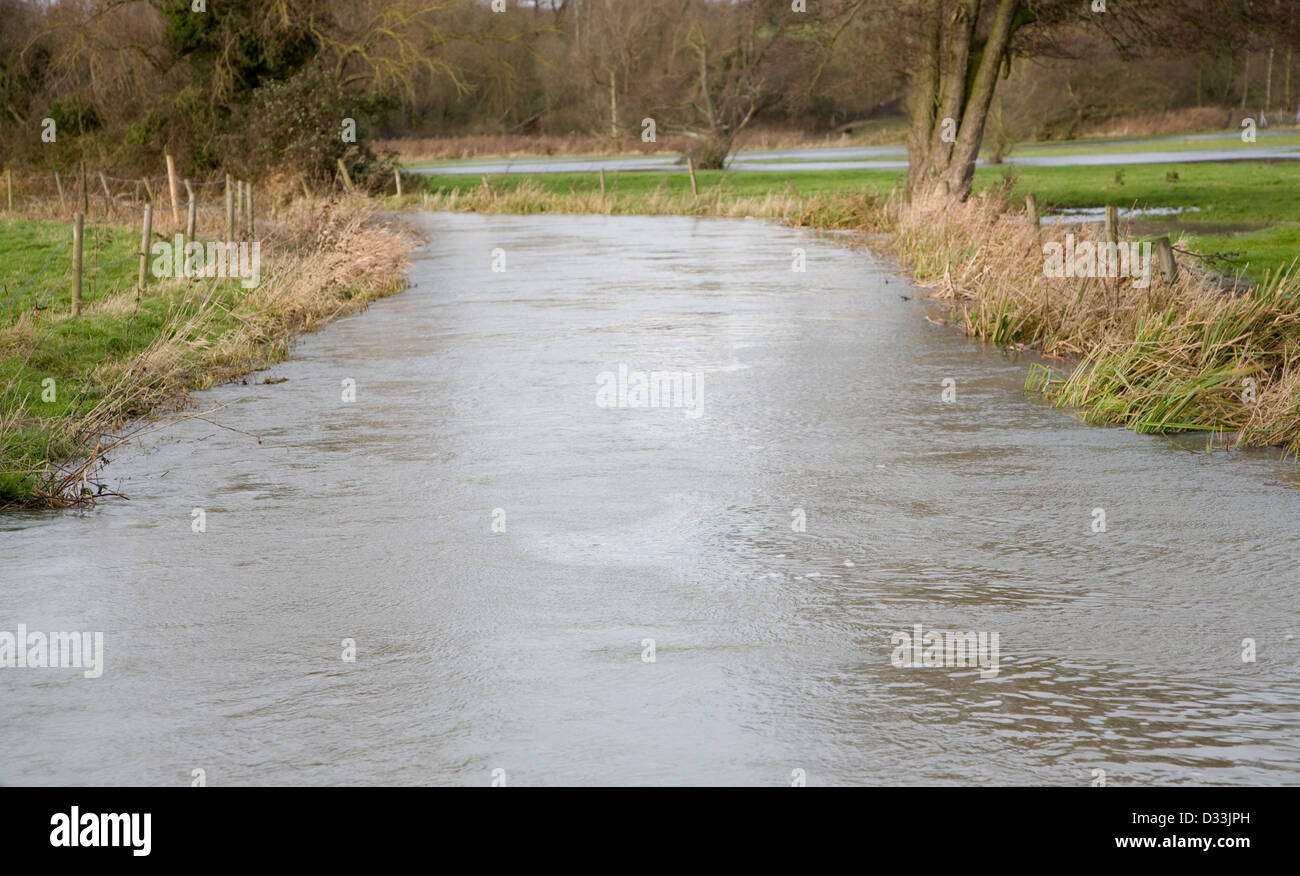 River Deben under bankfull conditions at Ufford, Suffolk, England Stock ...