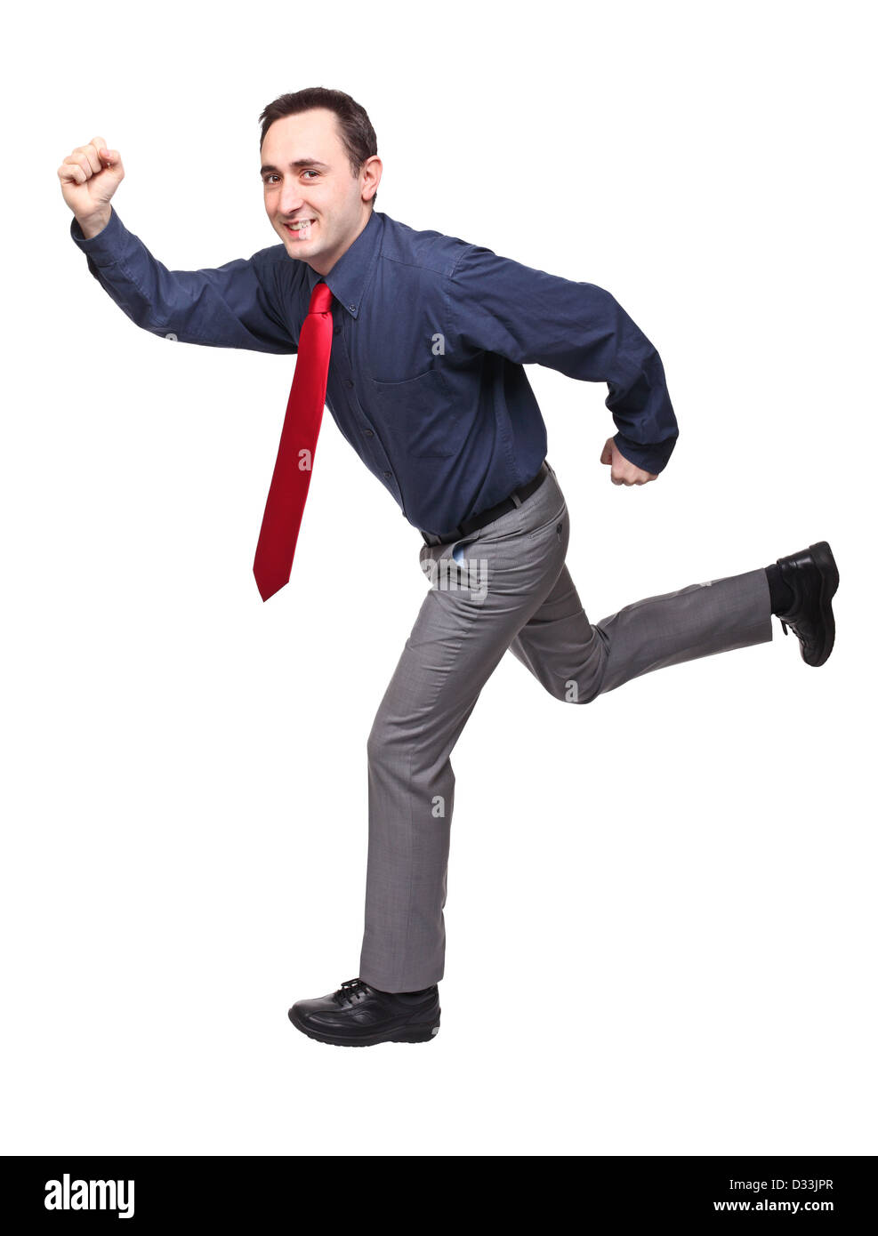 running businessman isolated on white background Stock Photo - Alamy