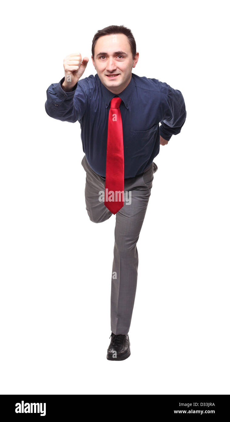running businessman isolated on white background Stock Photo - Alamy
