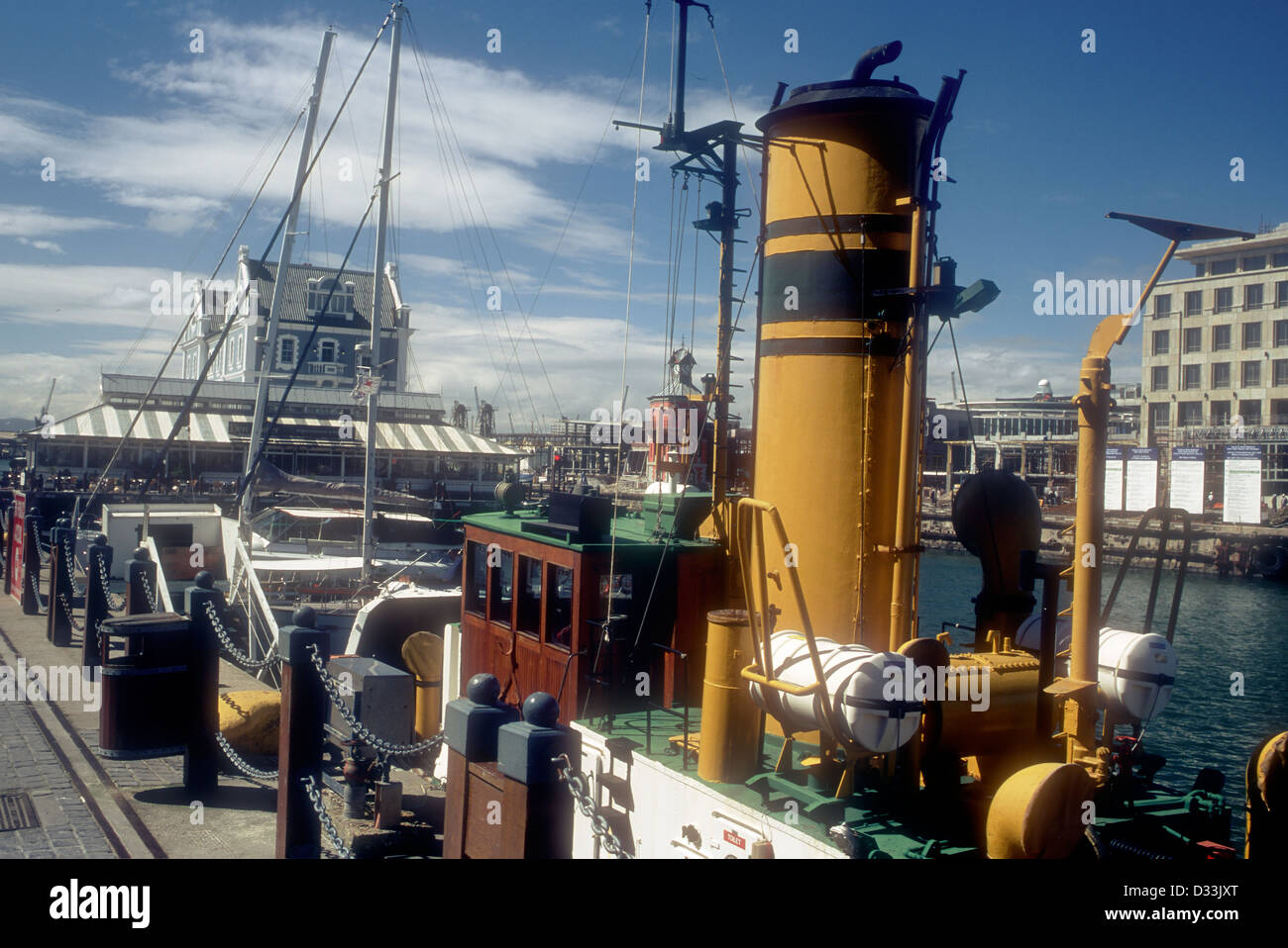 Boat funnel and shopping area in the Victoria and Alfred Dock / V & A ...