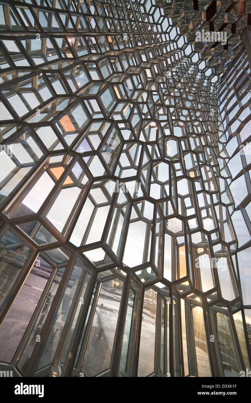 Abstract of Harpa Building lattice glass facade Stock Photo - Alamy