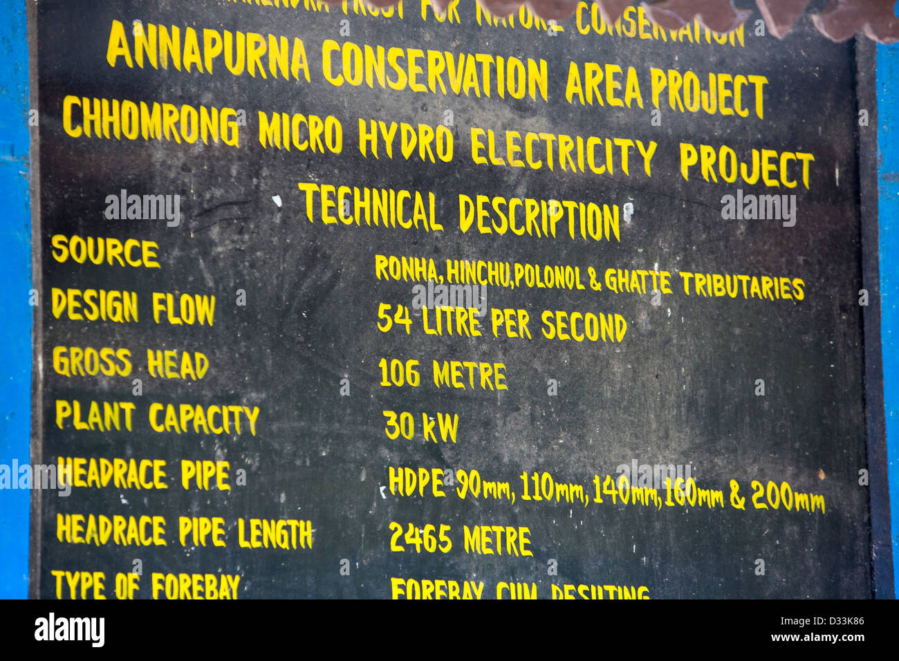 A micro hydro project in Chomrong in the Annapurna Himalayas, Nepal ...