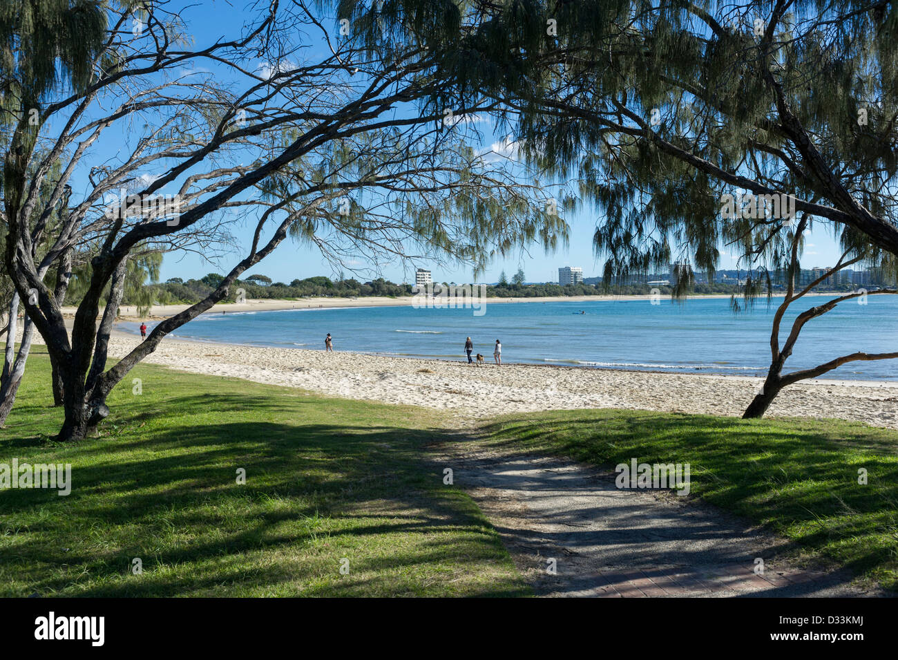 The beach in Queensland at Mooloolaba beach on the Sunshine Coast ...