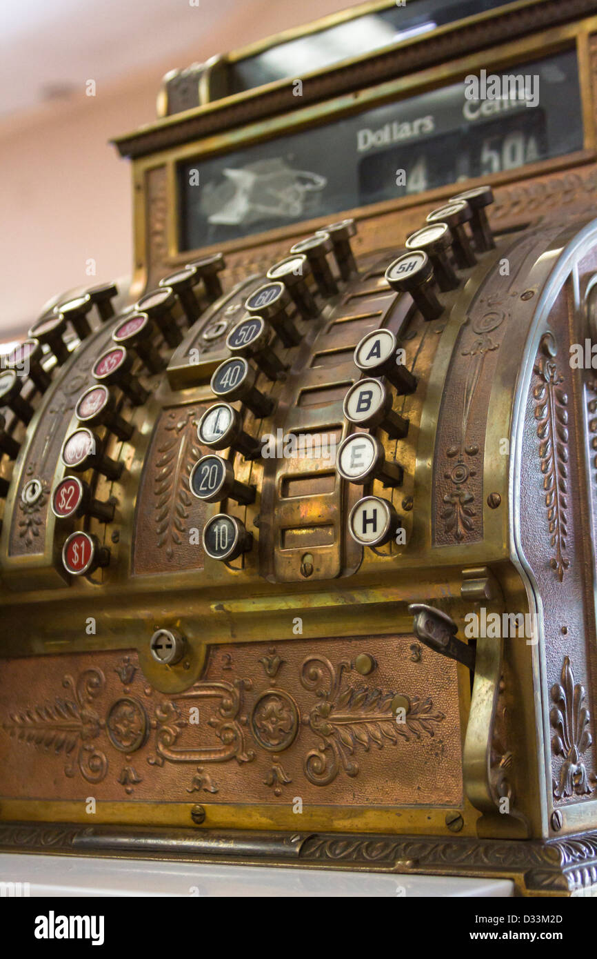 Old cash register close-up Stock Photo - Alamy