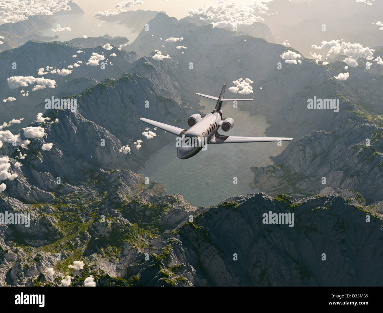 Aircraft flies over clouds mountains hi-res stock photography and ...