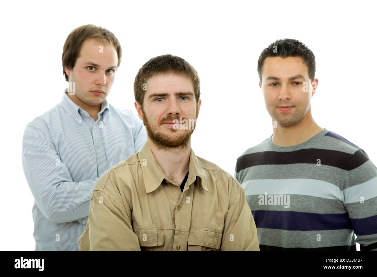 three casual men isolated on white background Stock Photo - Alamy