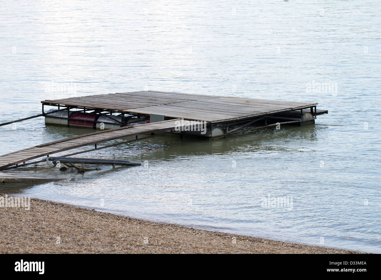Small Wooden Pontoon on River Stock Photo - Alamy