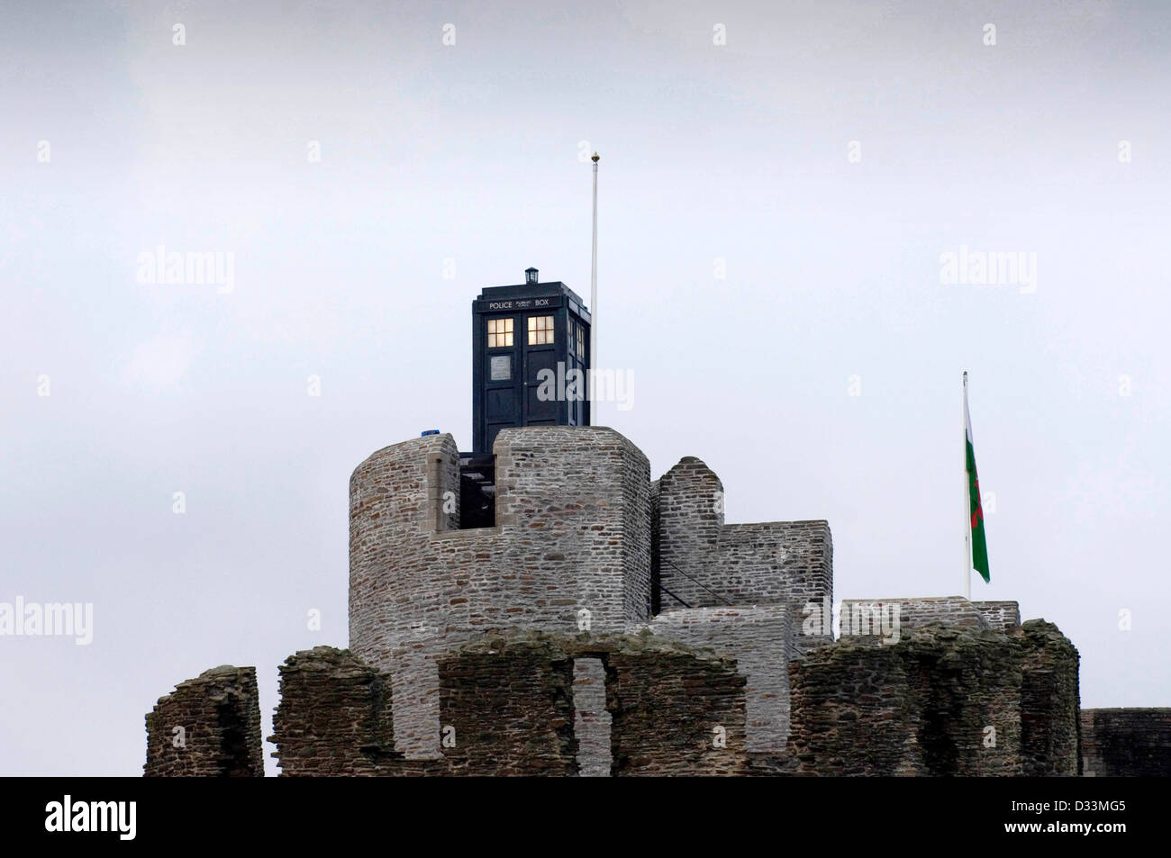 The Tardis from the television series of Dr Who lands on top of ...