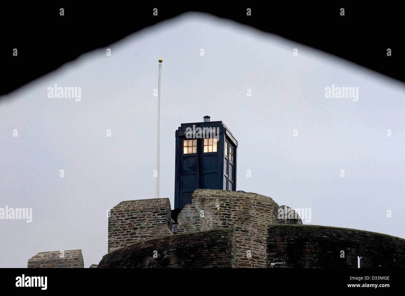 The Tardis from the television series of Dr Who lands on top of ...