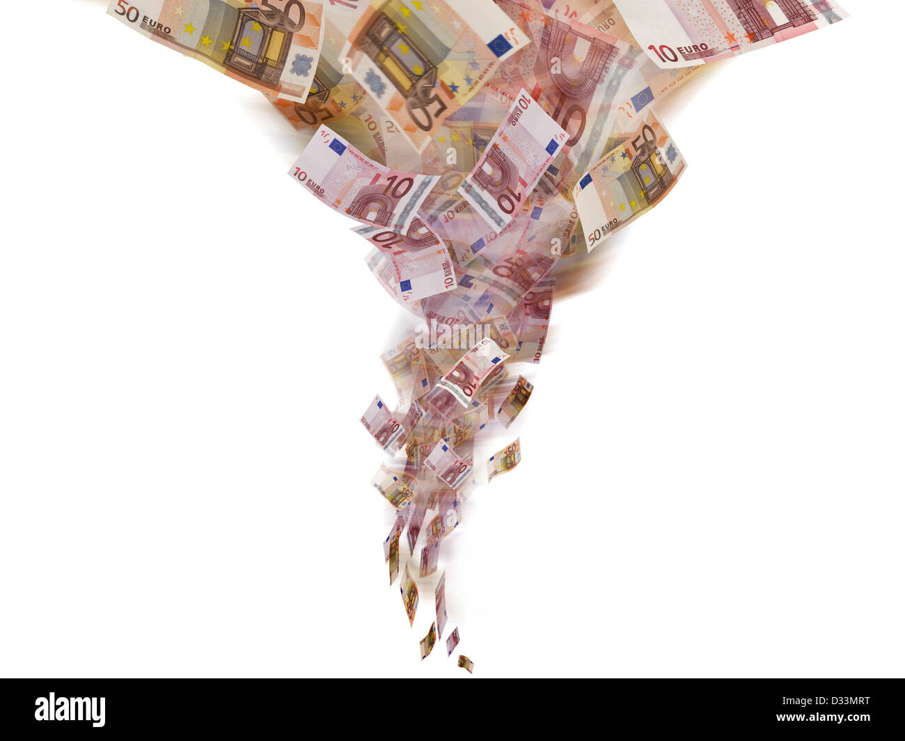 banknote tornado on white background Stock Photo - Alamy