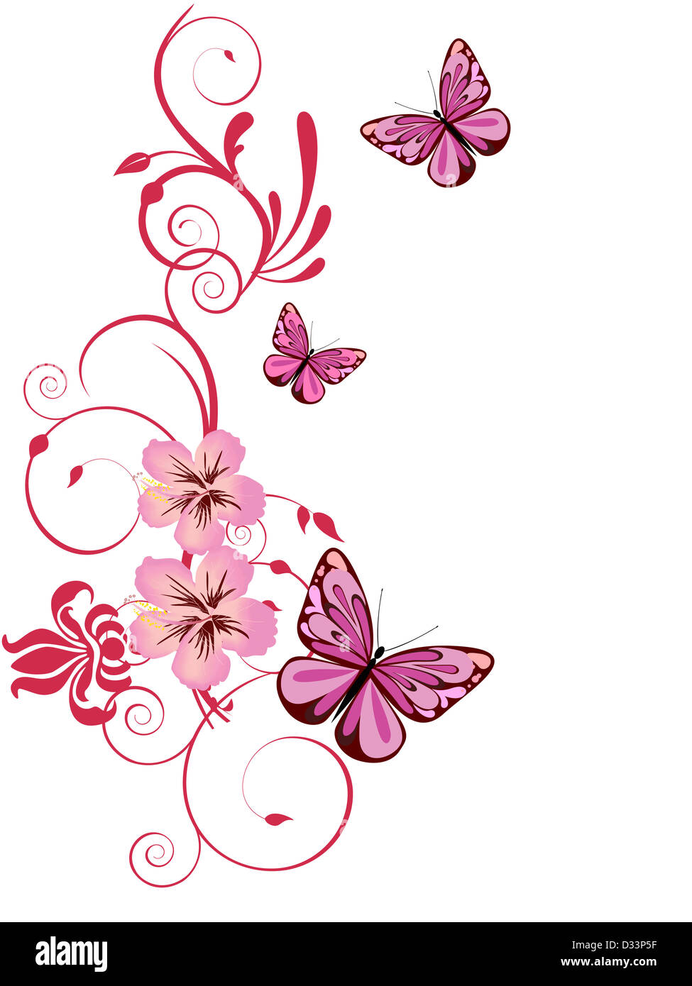 Pink Butterfly Corner Border