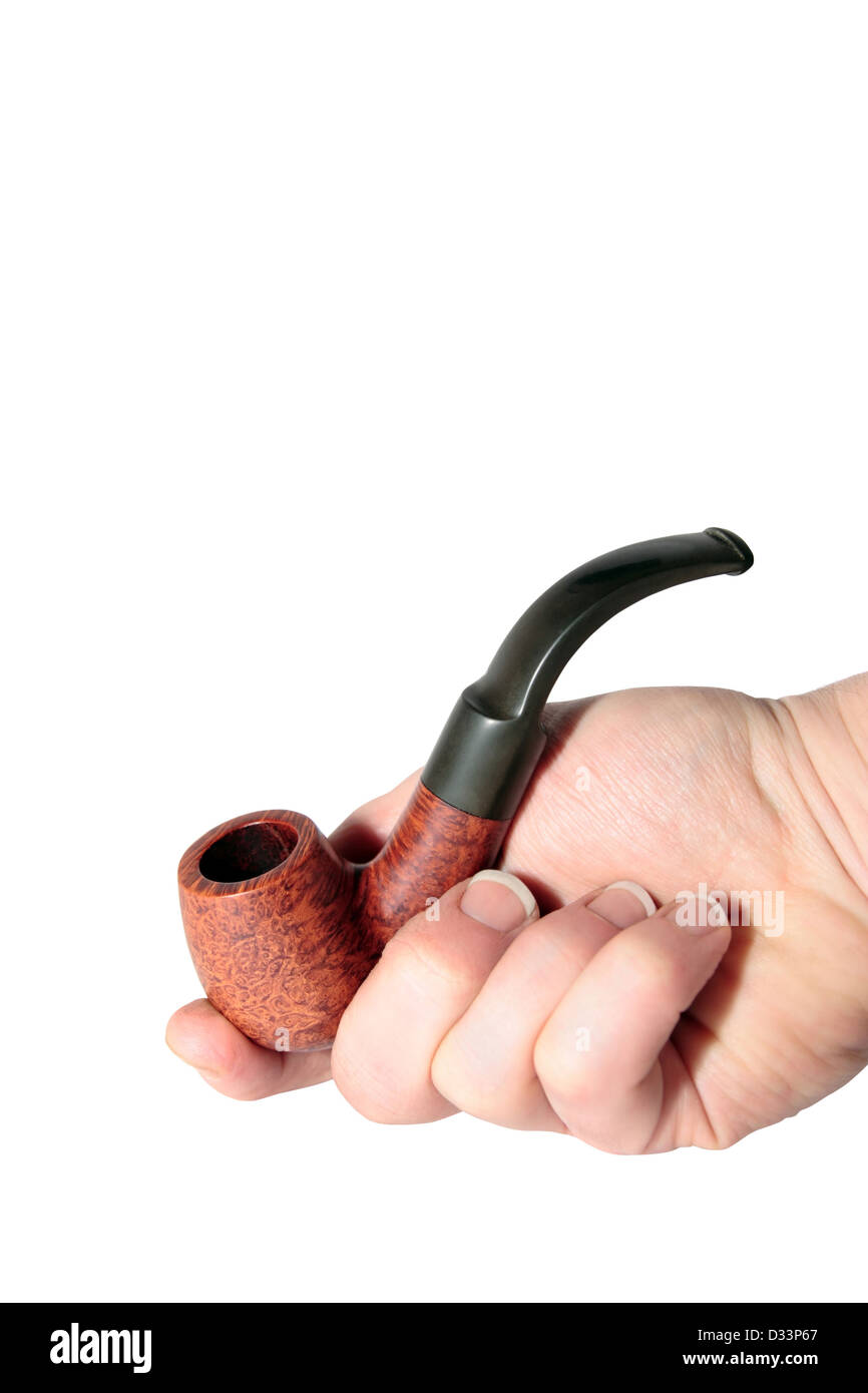 handheld smokers pipe isolated on white background with clipping path ...