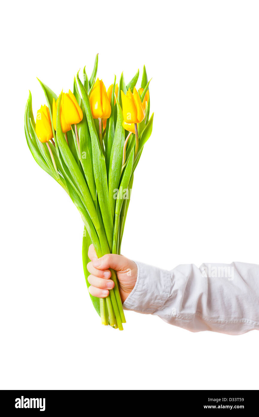 Man giving bouquet tulips hi-res stock photography and images - Alamy