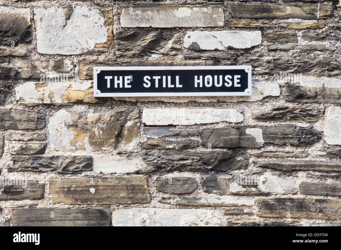 Sign outside the Still House of a Scottish whisky distillery Stock ...