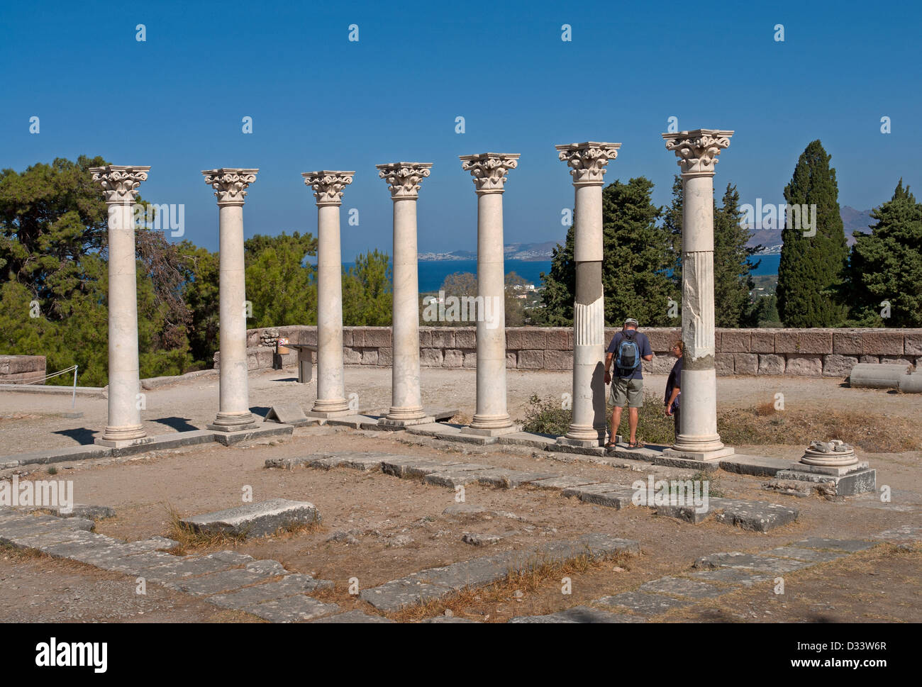 Ruins at the Asklepion healing temple complex on the Greek island of ...