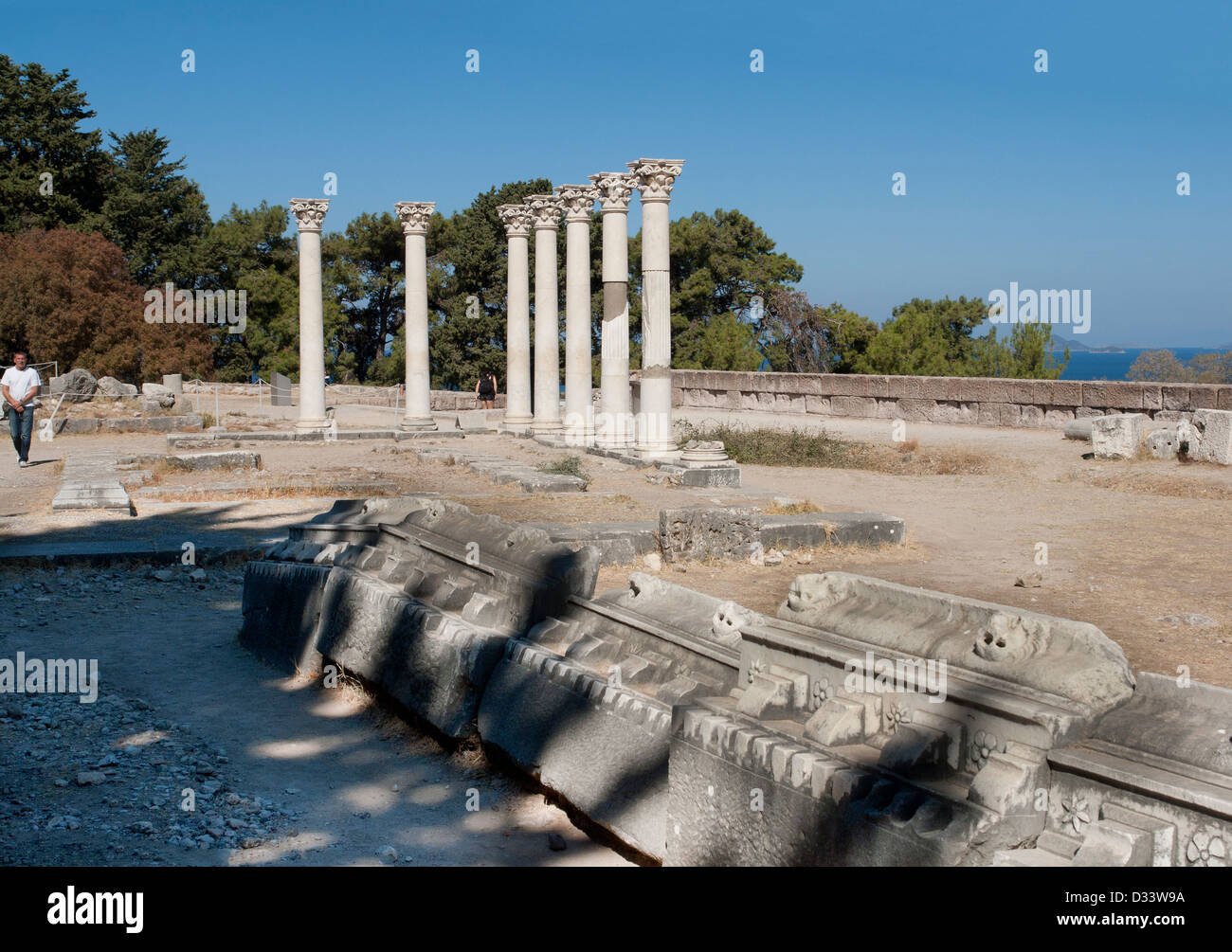 Ruins at the Asklepion healing temple complex on the Greek island of ...