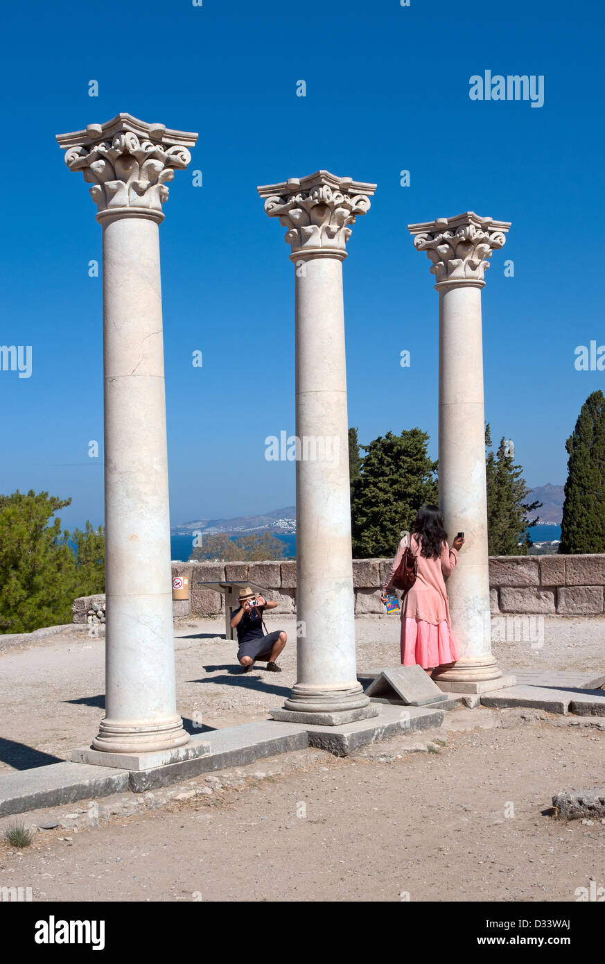 Ruins at the Asklepion healing temple complex on the Greek island of ...