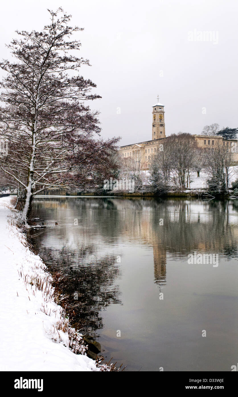 Highfields University Park in the snow, Nottingham UK Stock Photo - Alamy