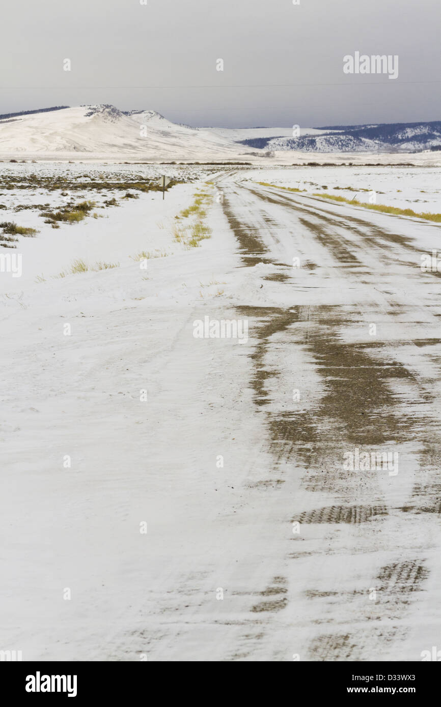 Empty winter road in Colorado Stock Photo - Alamy