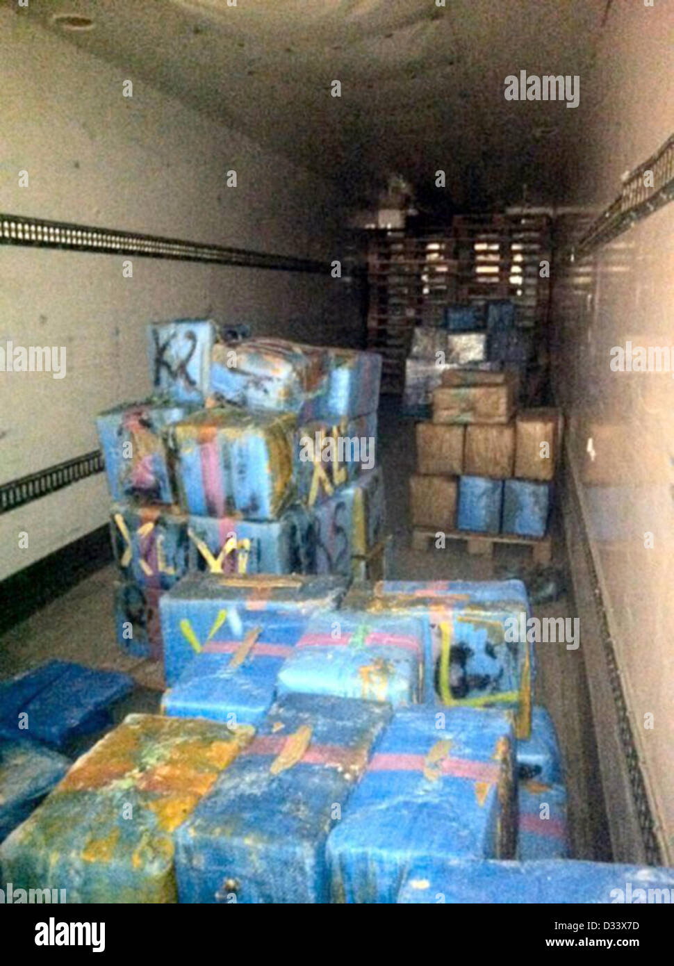 HANDOUT - An undated handout picture shows narcotic drugs in thge cargo ...