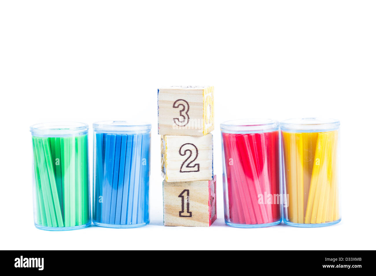 Various color counting sticks wooden cubes with digits isolated Stock ...