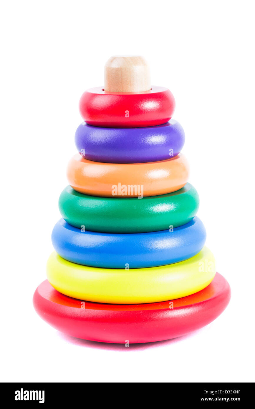 Colourful wooden pyramid - toy for a baby Stock Photo - Alamy