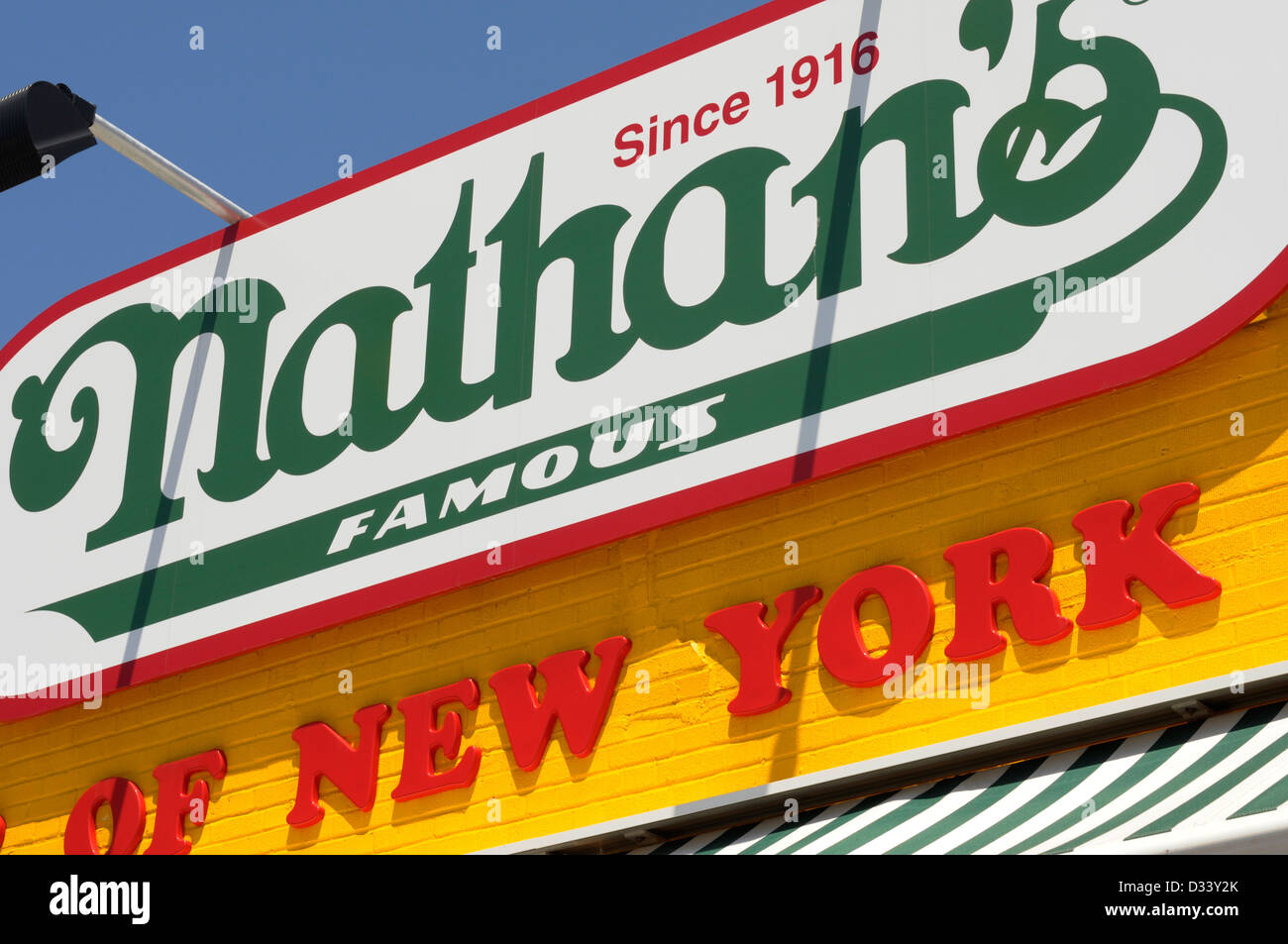 Nathan's famous of New York giant old fashioned sign, Coney Island, NYC ...
