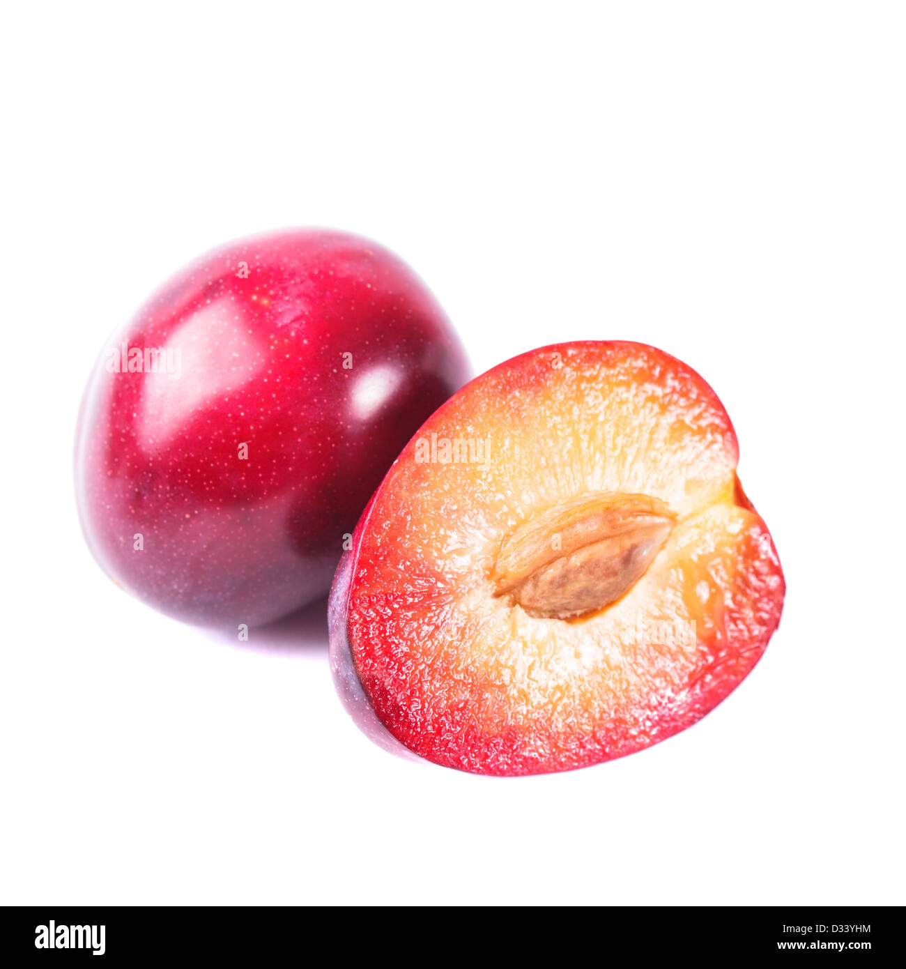 Ripe red purple plum fruits Cut Out Stock Images & Pictures - Alamy