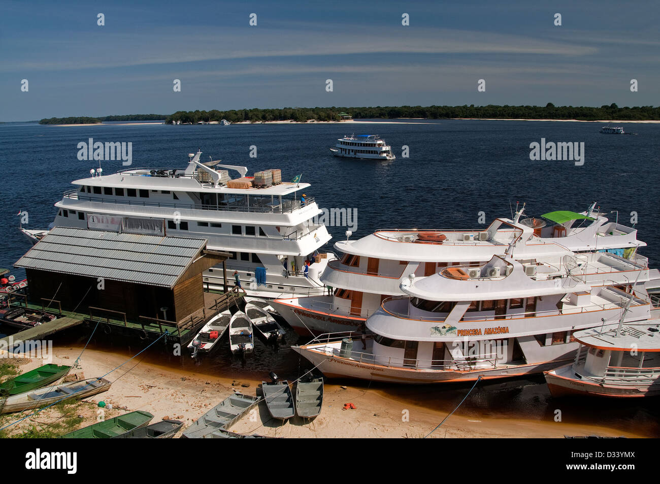 The marina area on the Rio Negro shores of Barcelos Brazil, the ...