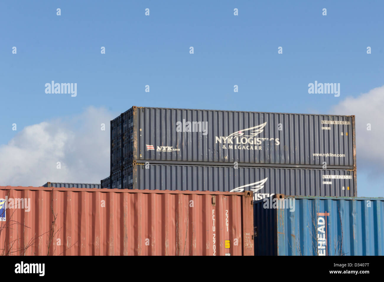 NYK Logistics intermodal shipping containers at the Barton Dock Road ...