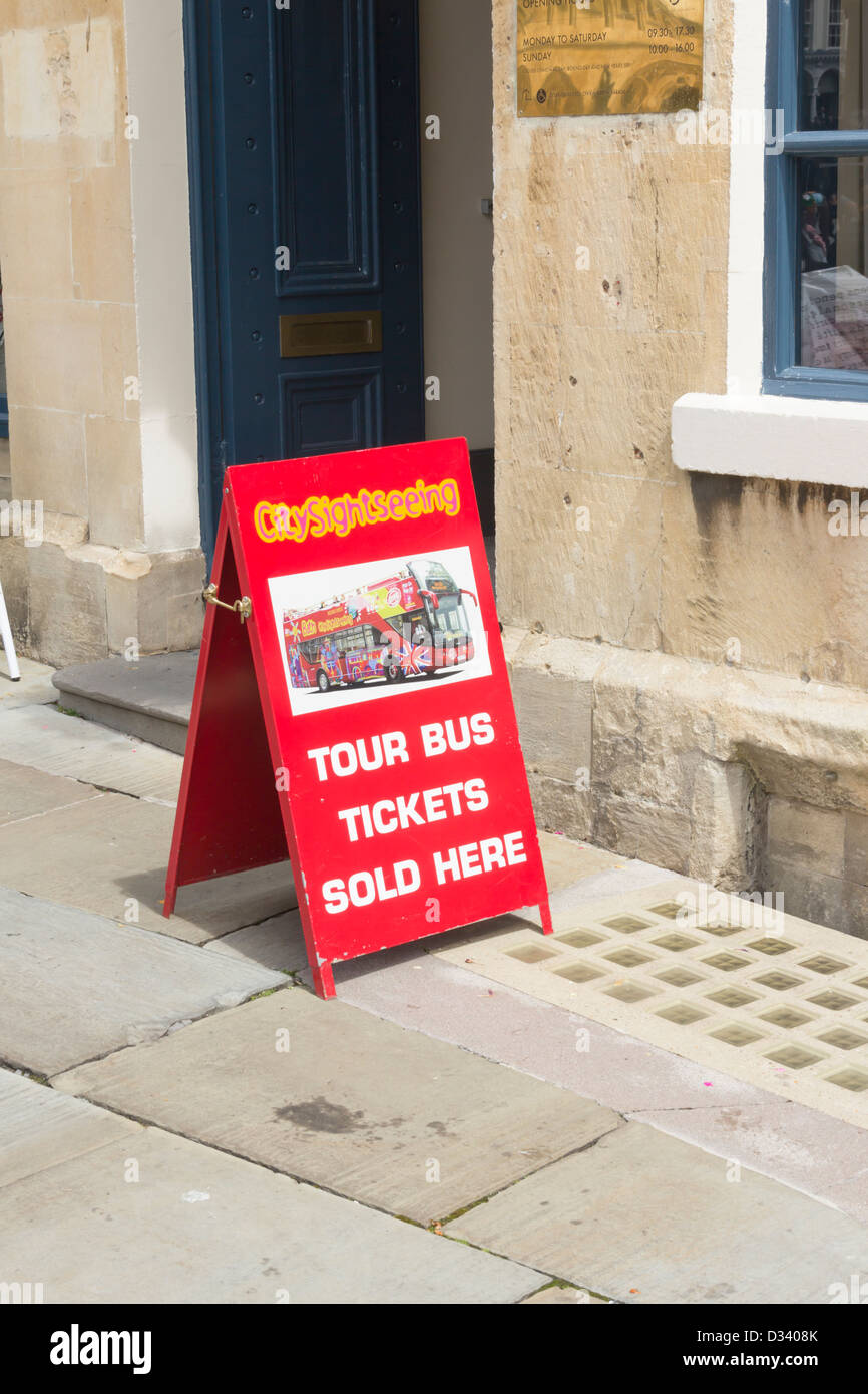 Pavement sign outside the Tourist Information office in Abbey Church ...