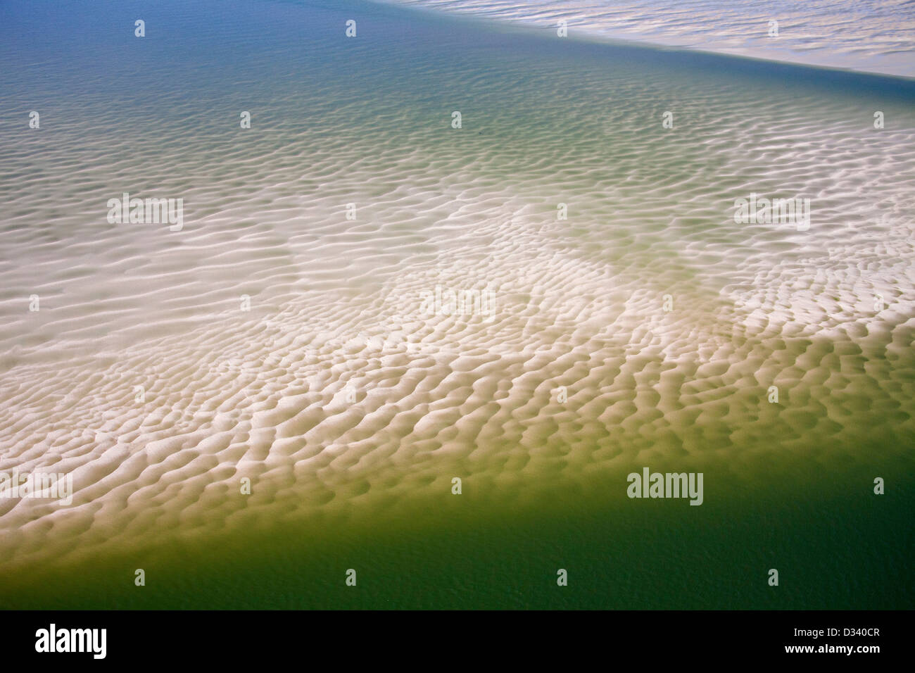 Aerial view over tidal mudflats of the Wadden Sea National Park, North ...