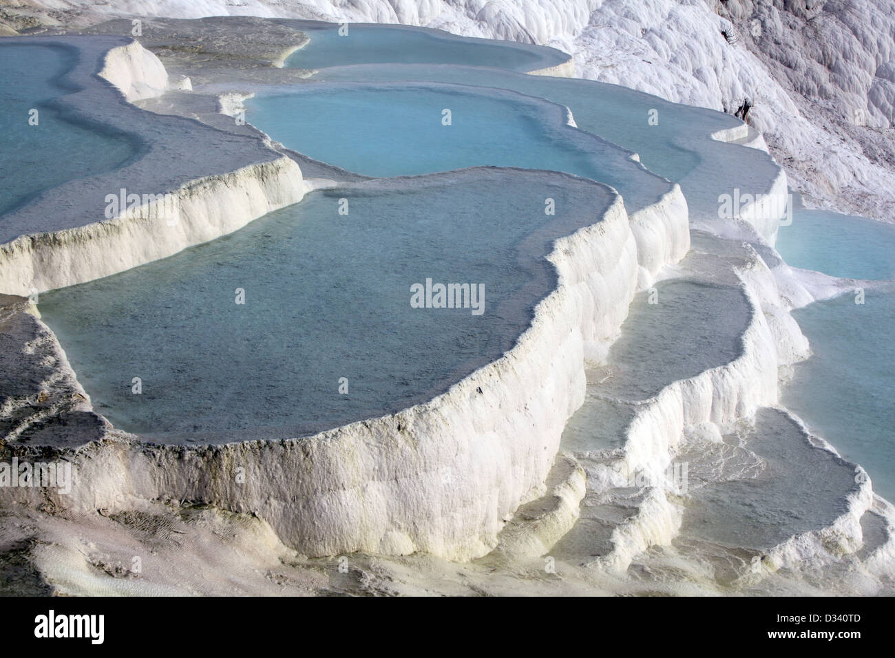 Travertine terraces at Pamukkale Unesco world heritage site, Pamukkale, Aegean, Turkey Stock ...