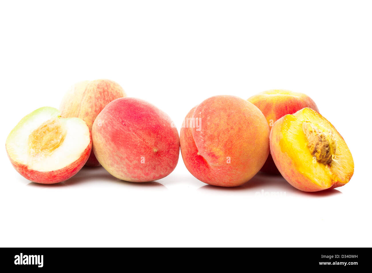 Group of ripe pink and yellow peaches Stock Photo - Alamy