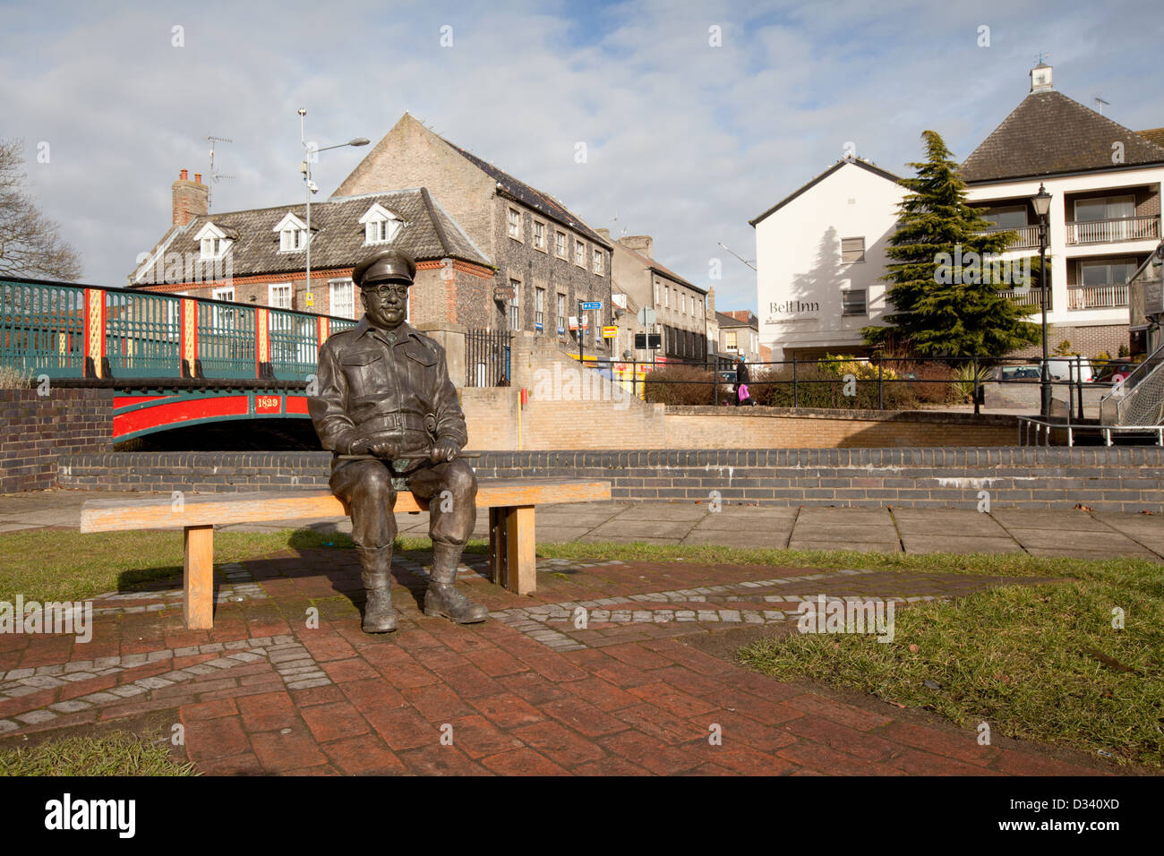 Statue of TV's Dad's Army Captain Mainwaring played by actor Arthur ...