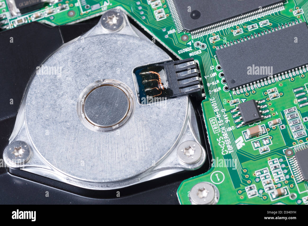 Engine and chip of hard drive Stock Photo - Alamy